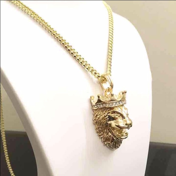 Accessories | 14k Gold Iced Out Hip Hop Lion Face Charm Chain | Poshmark